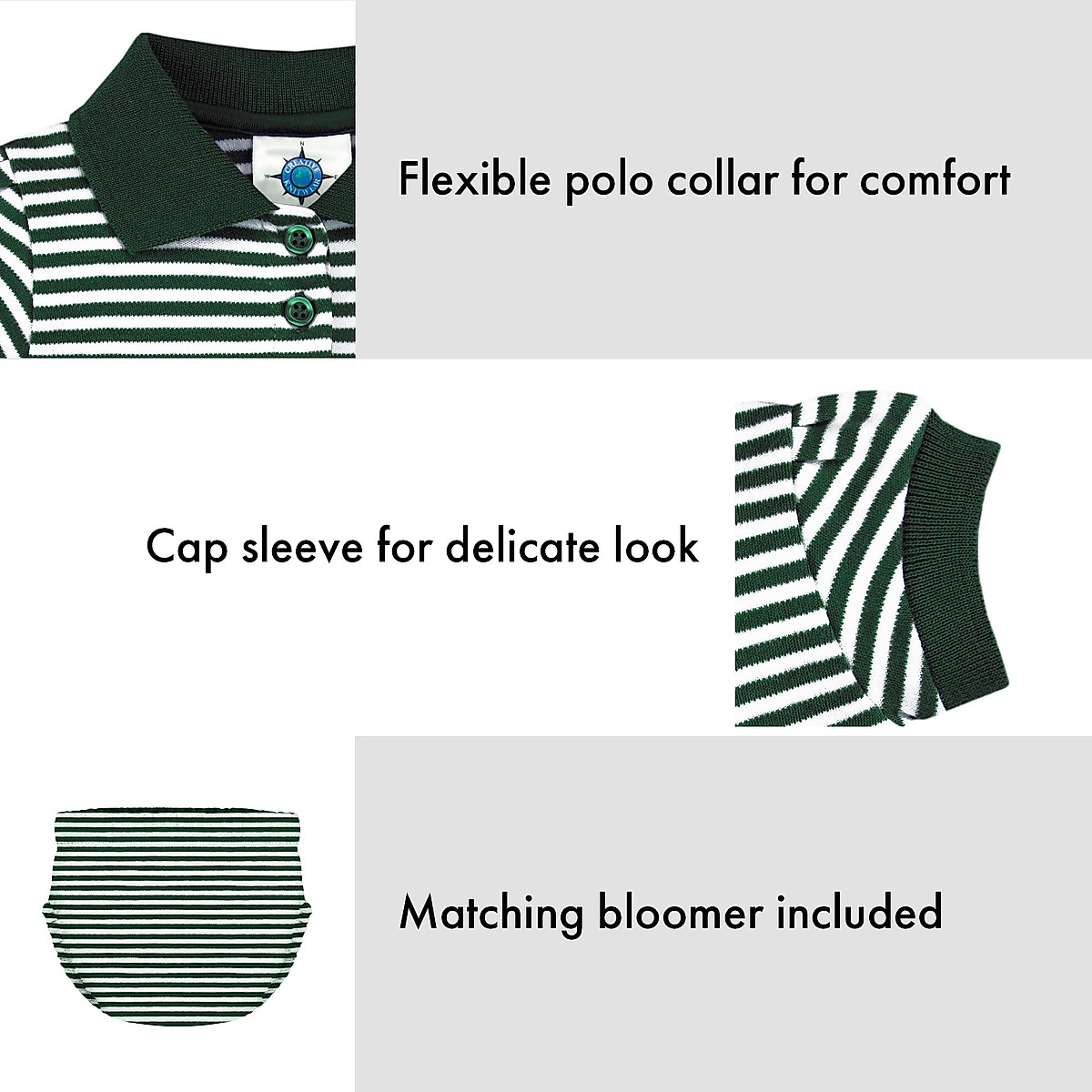Michigan State University Spartans Striped Game Day Dress with Bloomer Green/White 3-6 Months