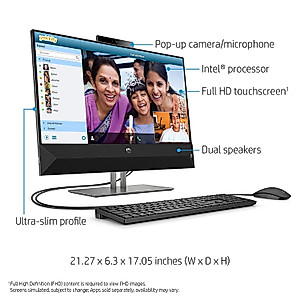 HP Pavilion 24 Desktop 1TB SSD + 2TB HD 64GB RAM Extreme (Intel Core i7-9700K Processor 3.60GHz Turbo to 4.90GHz, 64 GB RAM, 1 TB SSD + 2TB HD, 24" Touchscreen FullHD, Win 10) PC Computer All-in-One