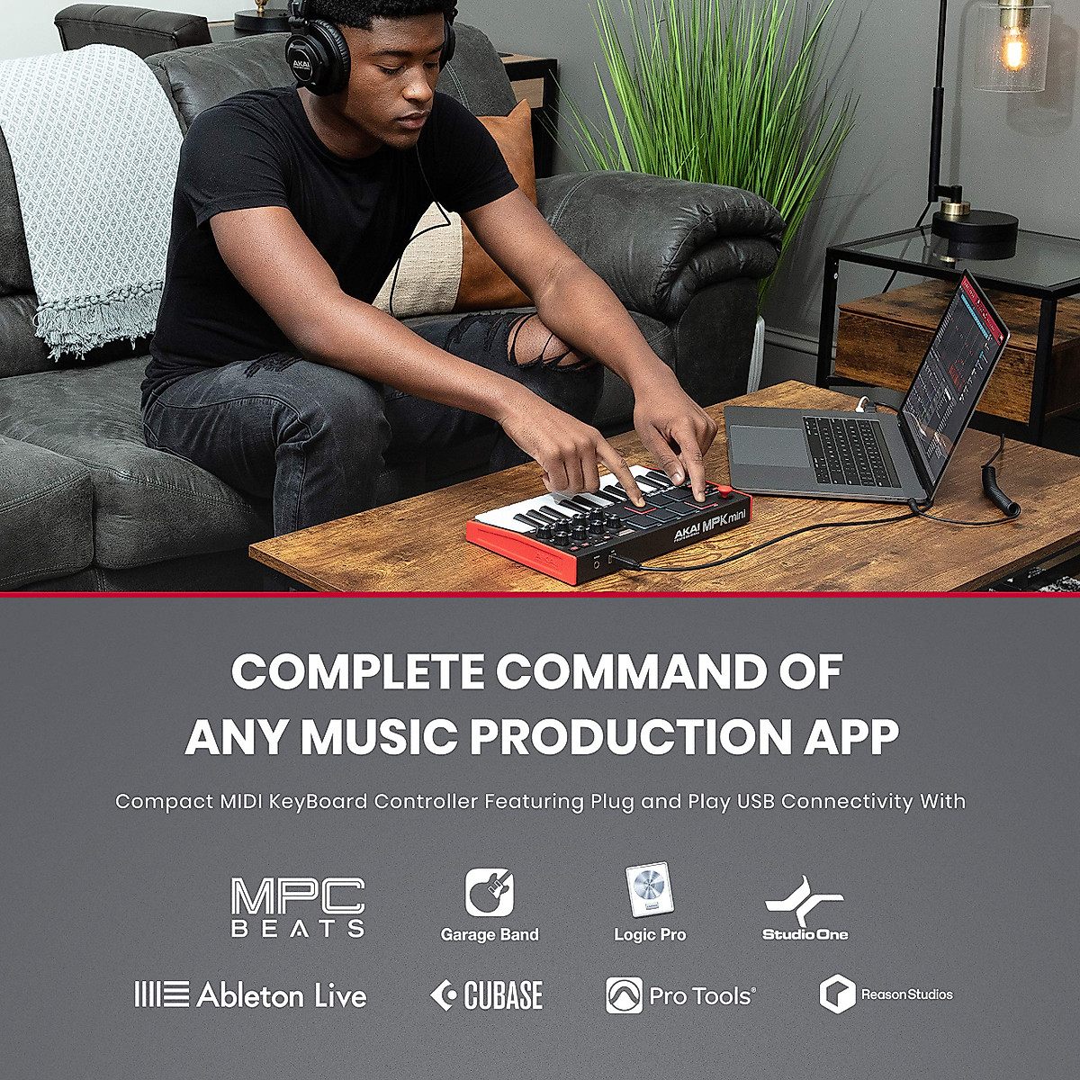 Akai MPK Mini MK3 MIDI Keyboard Controller + M-Audio SP2 Sustain Pedal, with MPC Beats and Software Suite – Beat Maker Bundle