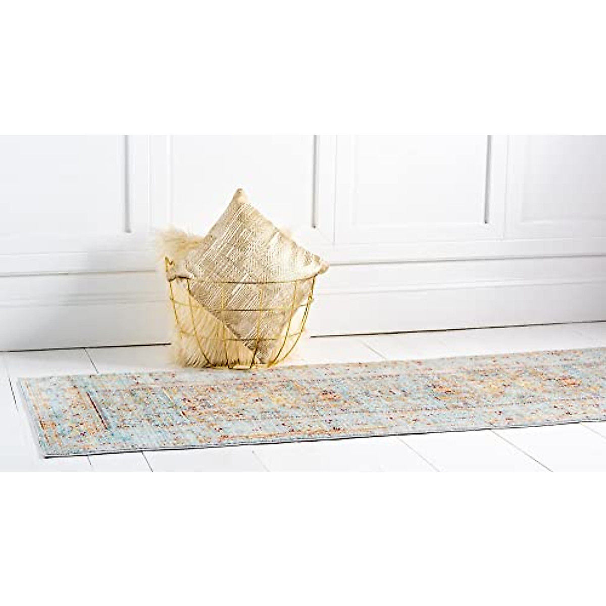 Unique Loom Austin Collection Area Rug - Tremolo (Runner 4' 0" x 10' 0", Light Blue/ Cream)
