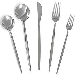 40 Piece Stainless Steel Flatware Sets for 8 with 1 Knife, 2 Spoons, and 2 Forks Kitchen Silverware Sets, Cutlery Set for 8, Kitchen Essentials