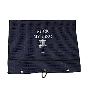 Funny Disc Golf Towel Golf Towel Embroidered Golf Towel Gift Suck My Disc Golf Towel with Clip (Suck My Disc)
