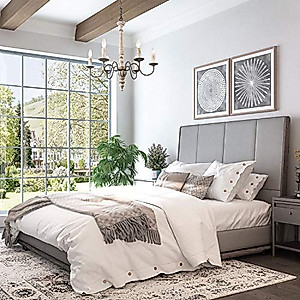 LALUZ French Country Chandelier Farmhouse Handmade Wood 6 Lights for Dining, Bedroom, Living Room, Distressed