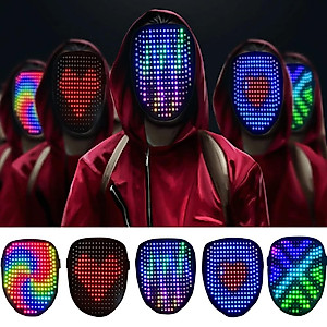 CASEIER Led Mask, Led Face Mask - 2024 Upgraded Led Mask Halloween with Gesture Control Light Up Toy for Kids, Perfect Gifts for Christmas and New Year