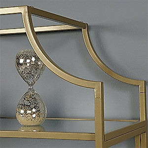 Pemberly Row Modern 5 Shelf Metal Bookcase in Satin Gold Finish