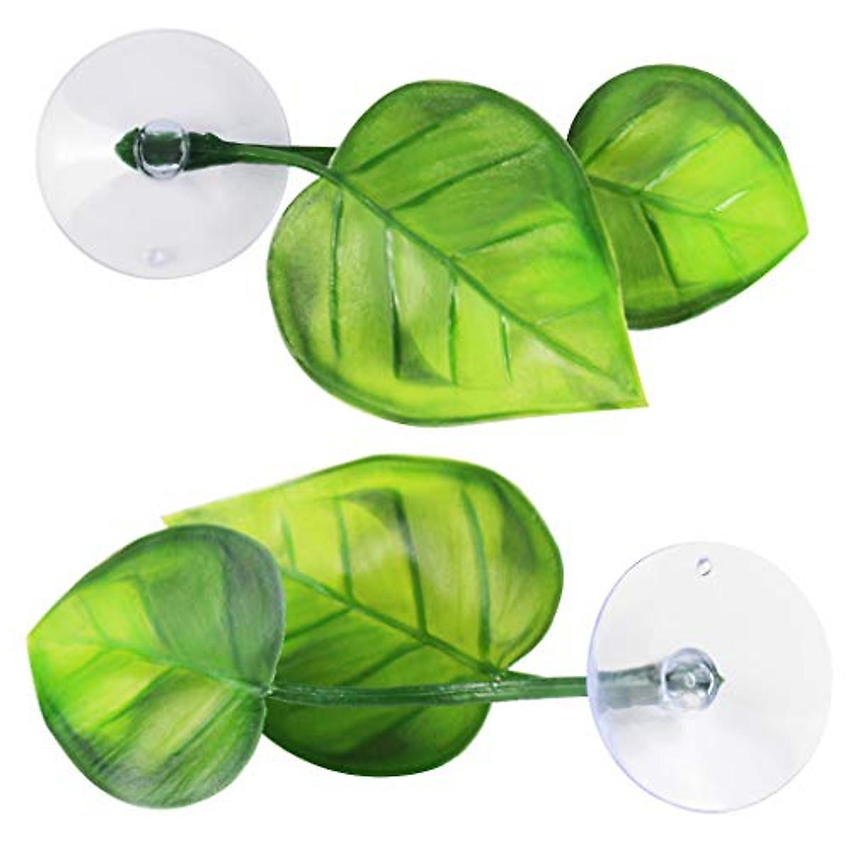Lystaii 4pcs Betta Fish Leaf Pad with Suction Cup, Betta Bed Leaf Hammock Double Leaf Design Lightweight and Realistic Resting Spot Breeding Decoration Comfortable Laying Hiding Habitat