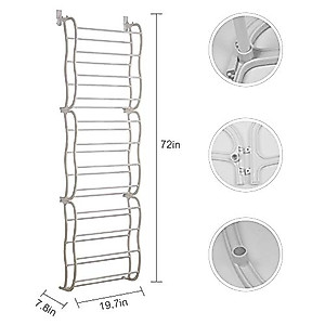 Shoe Rack Over The Door, FOME Metal Tube Hanging Shoe Rack 36-Pairs Shoe Rack Organizer Shoe Storage Tower Rack Easy Assembly No Tools Required 72 X 7.8 x 19.7in