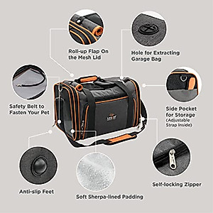 Lesure TSA Airline Approved Cat Carrier - Expandable Pet Carrier, Travel Pet Carriers for Small Dogs, Soft-Sided Puppy Carriers with Sherpa Pad, 18x11x11 inch