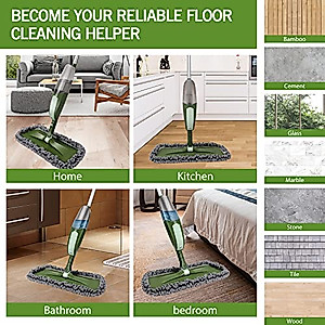 Microfiber Spray Mop for Floor Cleaning, Microfiber Wet Spray Mop with 550ML Water Bottle and 5 Pcs Reusable Pads, Dry Wet Kitchen Mop for Hardwood Laminate Tile Ceramic Surface, 1 Free Scaper