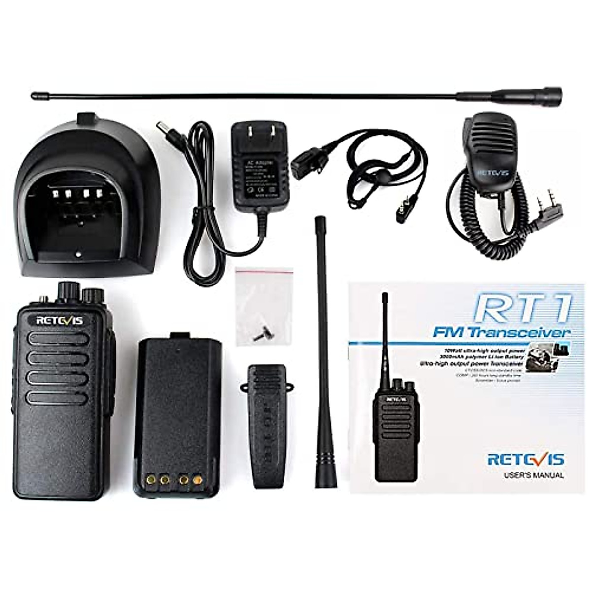 Retevis RT1 Handheld Radios Two Way Long Range,Strong Penetration 2 Way Radio with 3000mAh Rechargeable,VOX Adjustable Professional Walkie Talkies with Earpiece and Mic Set(4 Pack)