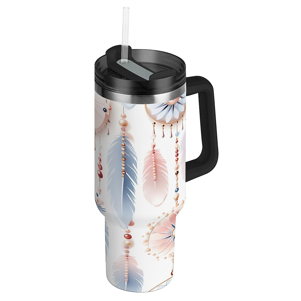 FRCSDIY Dream Catcher Insulated Tumbler with Handle and Straw Lid,40oz Leakproof Stainless Steel Cup BPA-Free Water Bottle