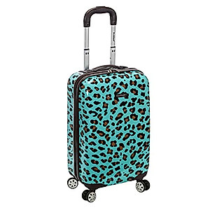 Rockland Safari Hardside Spinner Wheel Luggage, Blue Leopard, Carry-On 20-Inch