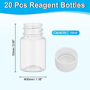 PATIKIL 20 Pcs 30ml Reagent Bottles, PET Wide Mouth Round Bottles with Screw Cap for Lab Water Reagent Liquids Solid Sample Storage Seal, Transparent