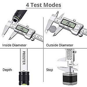 Proster Digital Vernier Caliper 8inch 200mm - Stainless Steel Electronic Caliper Fractions/Inch/Metric Caliper Measuring Tool for Length Width Depth Inner Diameter Outer Diameter