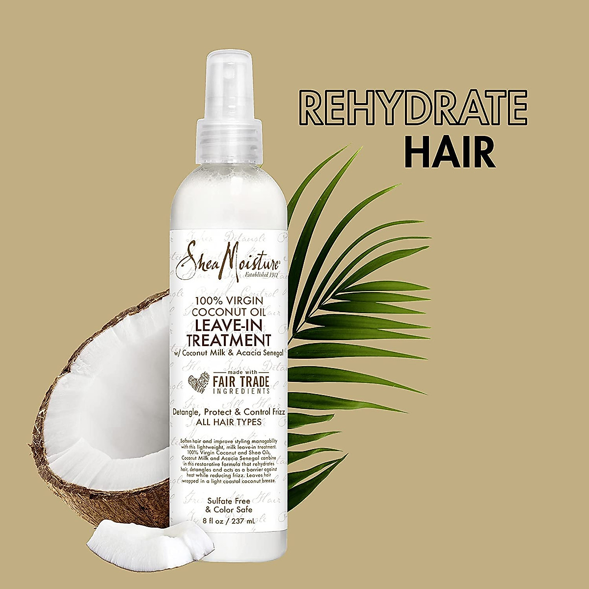 SheaMoisture Curly Hair Leave-in Conditioner Spray, with Virgin Coconut Oil, Shea Butter and Coconut Milk for Anti-Frizz Care (Pack of 2-8 Fl Oz Ea)