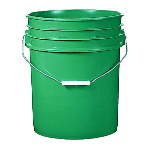 5 Gallon (20L) Plastic Buckets, 3-Pack - Green