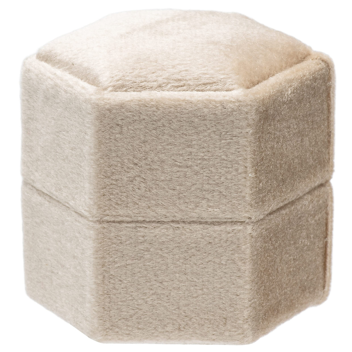 Giftop Equal Hexagon Velvet Single Ring Box for Engagement Proposal Wedding,Jewelry Ring Gift Box Jewelry Packaging Box (Beige)