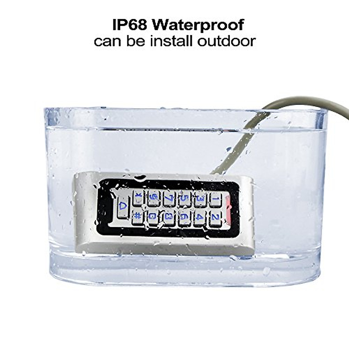 HFeng Standalone IP68 Waterproof RFID Access Control Keypad Metal Card Reader + 10pcs 125KHz Proximity Keychains WG26 2000 Users for Home/Office