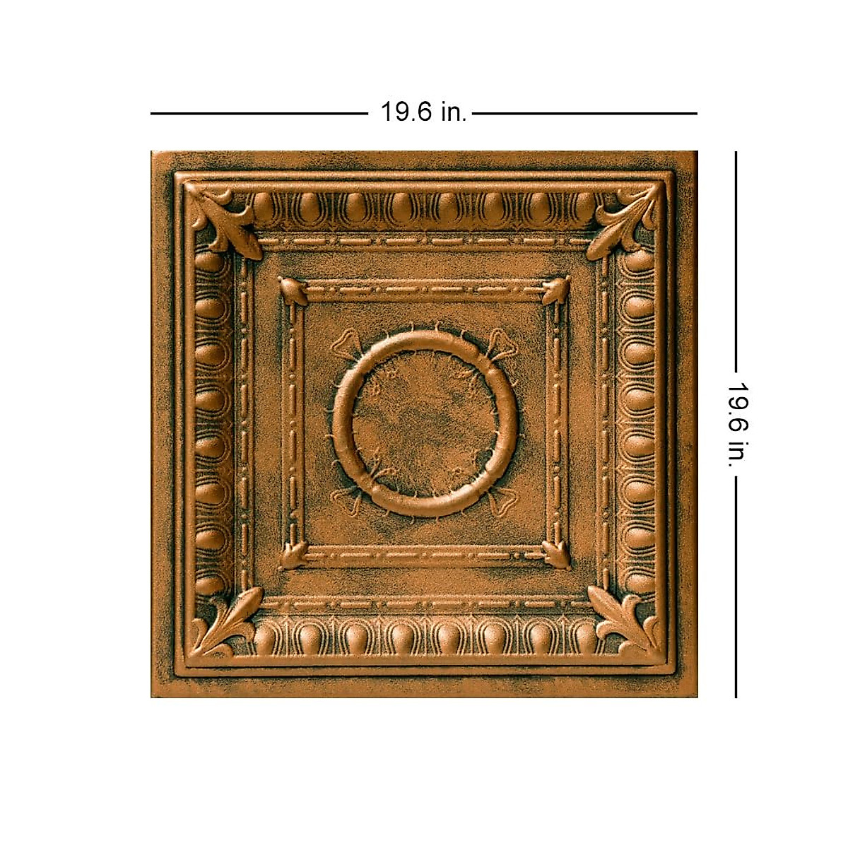 A La Maison Ceilings R47 Romanesque Wreath Foam Glue-up Ceiling Tile (21.6 sq. ft./Case), Pack of 8, Antique Bronze