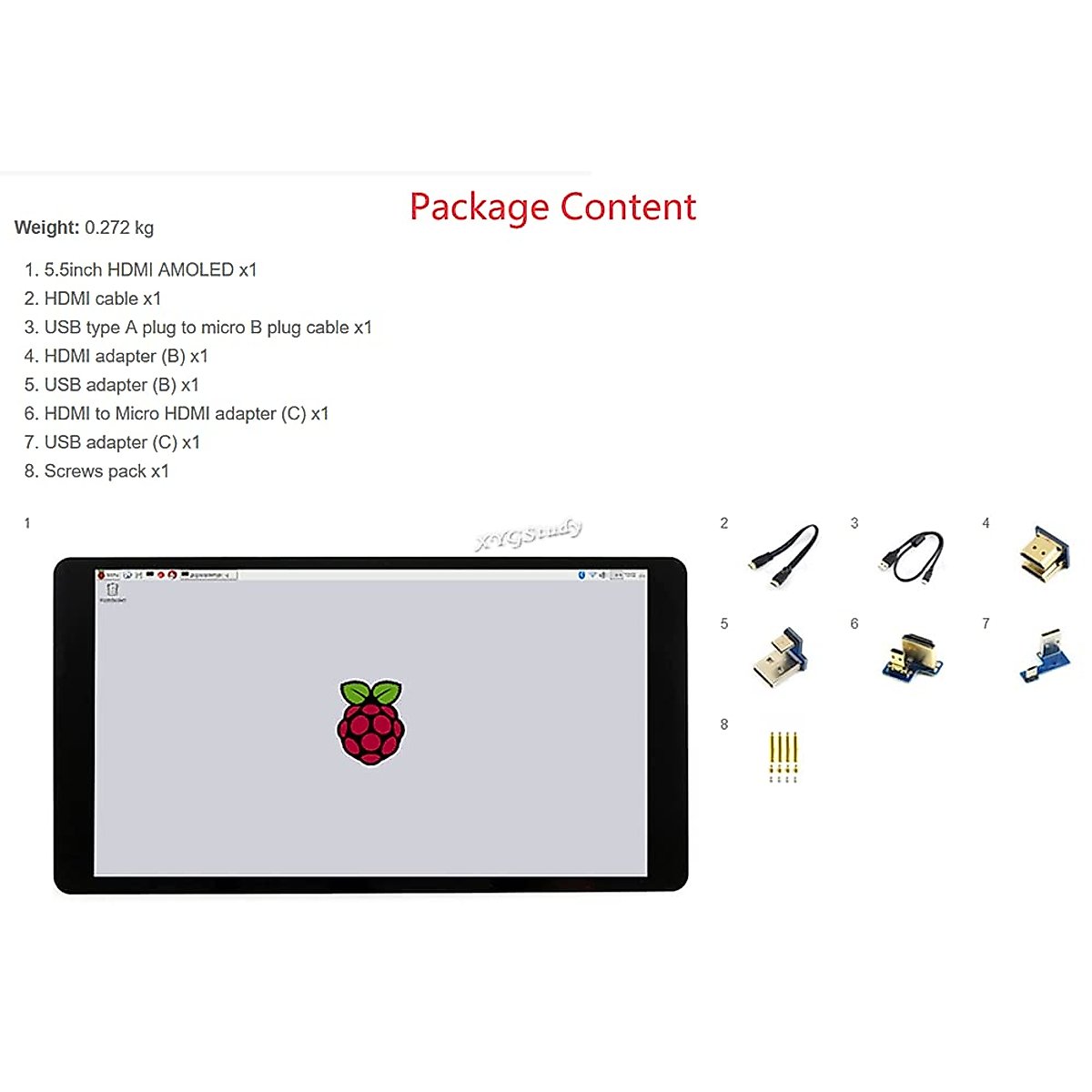 5.5 inch HDMI AMOLED Display with Toughened Glass Cover 1920x1080 Capacitive Touch HDMI Interface Supports Mini PC Raspberry Pi 4 3 2 1 Model B B+ A+ Computer Monitor @XYGStudy