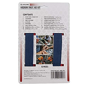 Lifeline 53 Piece First Aid Emergency Kit - Small and Compact Size - Ideal for camping, sporting events, hiking, cycling, car as well as home, school and office