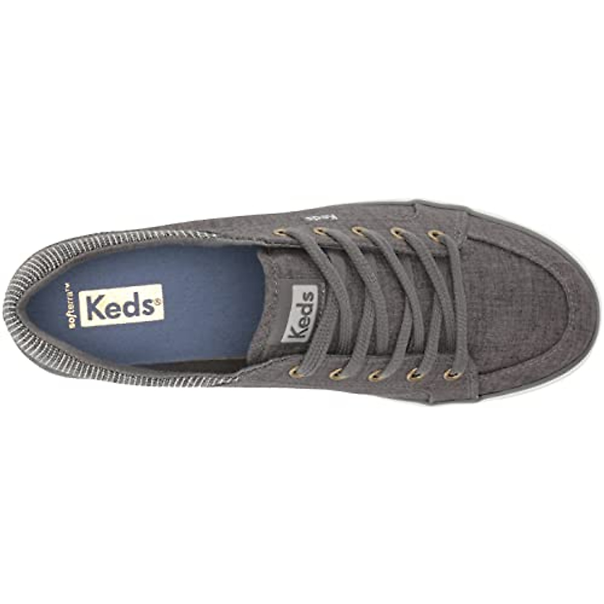 Keds Center 2 Lace Up, Sneaker Womens, Grey Cotton Slub, 7 Medium