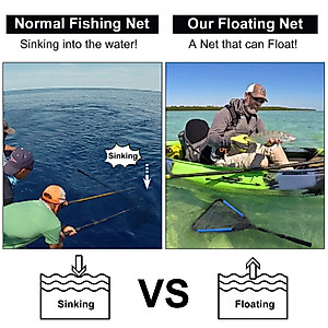 PLUSINNO Floating Fishing Net for Fly, Kayak, Catfish, Bass,Steelhead, Salmon, Trout Fishing, Portable Foldable Collapsible Telescopic Fish Landing Net, Fishing Gifts for Men Dad Grandpa