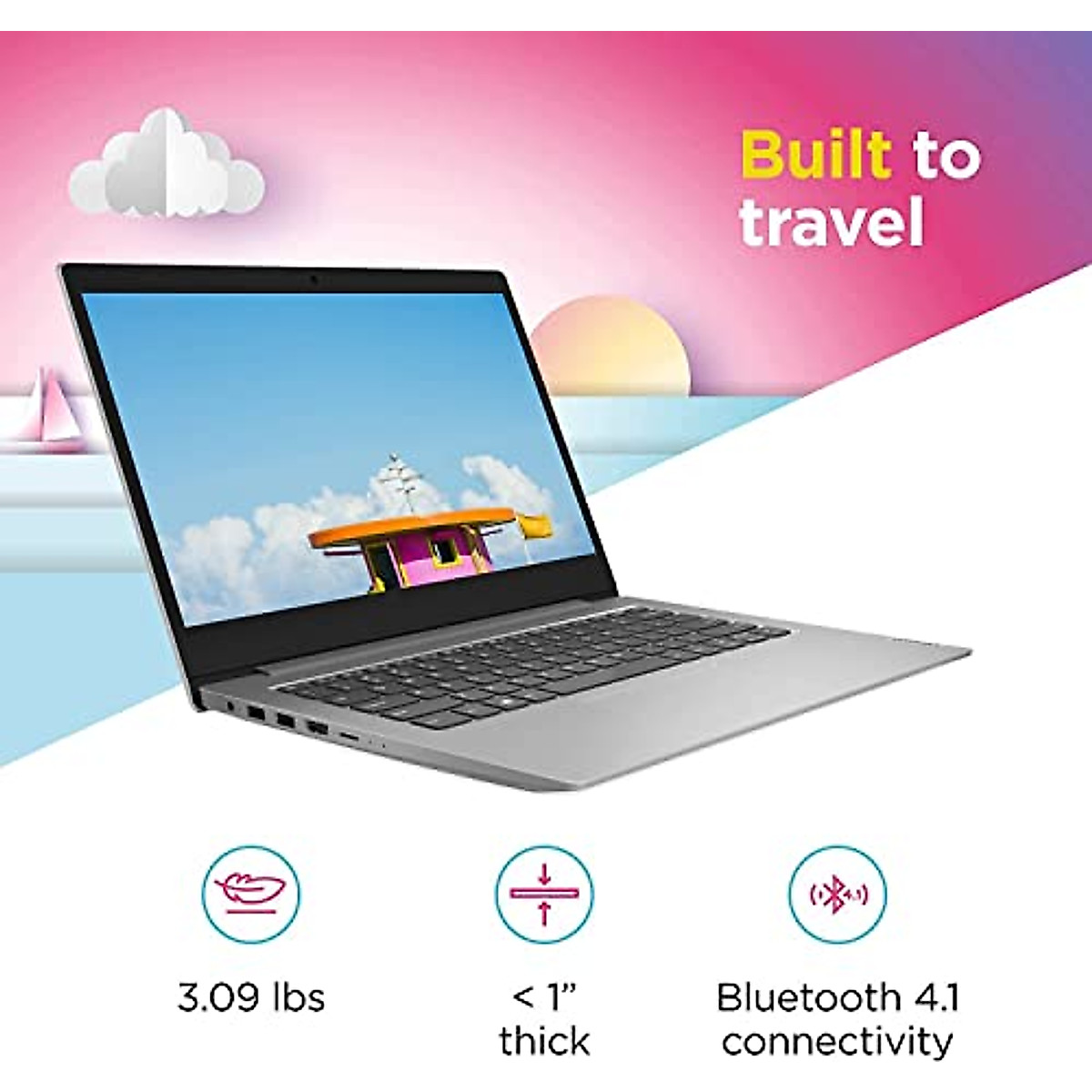 Lenovo IdeaPad 1 Laptop, 14" HD Anti-Glare Display, Intel Quad-Core Pentium Silver N5030 (Beat i3-1005G1), Intel UHD Graphics, 4GB RAM, 256GB PCIe SSD, 1 Year Microsoft 365, Windows 11 + PCM USB Card