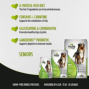 Nulo Senior Grain Free Dog Food With Glucosamine And Chondroitin (Trout And Sweet Potato Recipe, 11Lb Bag), Model:Senior Trout & Sweet Potato