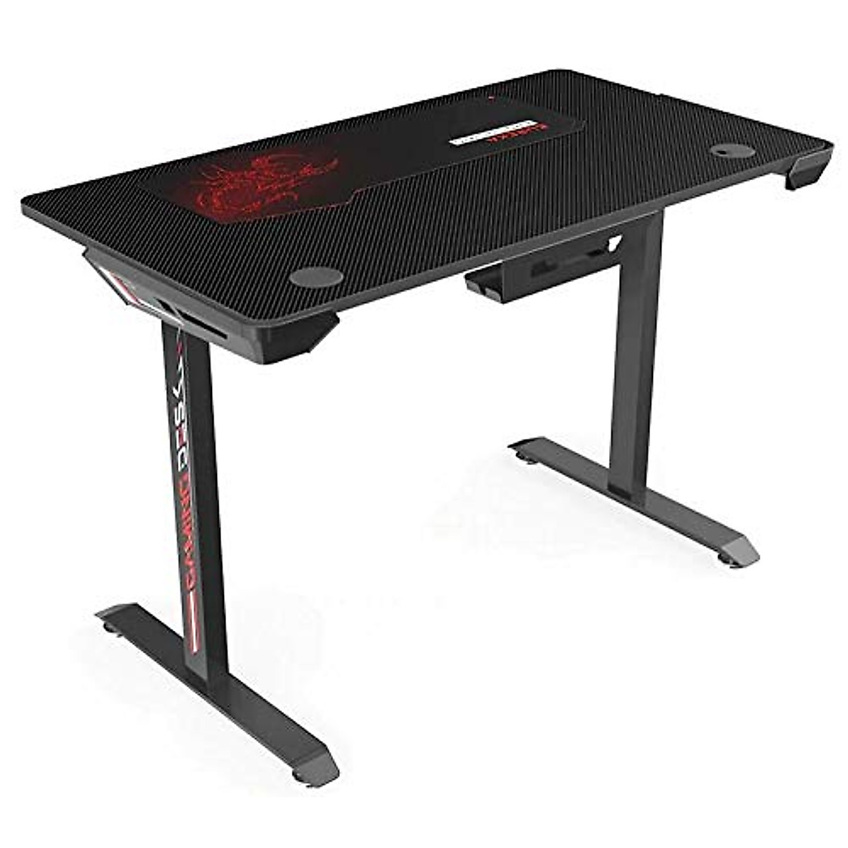 EUREKA ERGONOMIC I1-S Gaming Desk, 45" Home Office PC Gaming Computer Desk with Eureka Gaming Mousepad, T-Shaped Writing Study Tables Popular Gift for Boyfriend Male E-Sports Lover Black