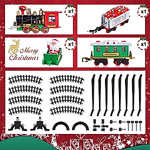 AOKESI Electric Train Set for Kids, Battery-Powered Train Toys with Light, Railway Kits w/Steam Locomotive Engine, Cargo Cars & Tracks, Classic Toy Train Set Gifts for 3 4 5 6 Years Old Boys Girls