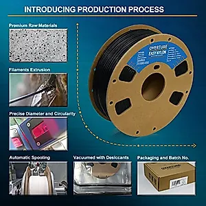 OVERTURE Nylon Filament 1.75mm 3D Printer Filament, Polyamide (PA) 1kg Spool (2.2lbs), Dimensional Accuracy +/- 0.03 mm, Fit Most FDM Printer (Black)