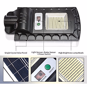 CYBERDAX Solar Integrated Street Light Outdoor, All-in-One Solar Lamp with Remote Control with Radar Motion Sensor Built in for Garden, Paths, Wall-Mounted, Warehouse, Corridor (60)