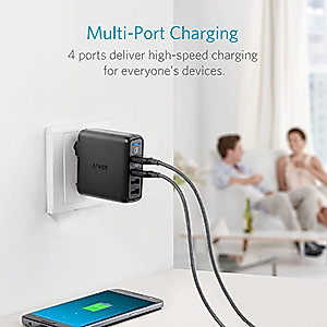 Anker Quick Charge 3.0 43.5W 4-Port USB Wall Charger, PowerPort Speed 4 for Galaxy S7/S6/edge/edge+, Note 4/5, LG G4/G5, HTC One M8/M9/A9, Nexus 6, with PowerIQ for iPhone 7, iPad, and More