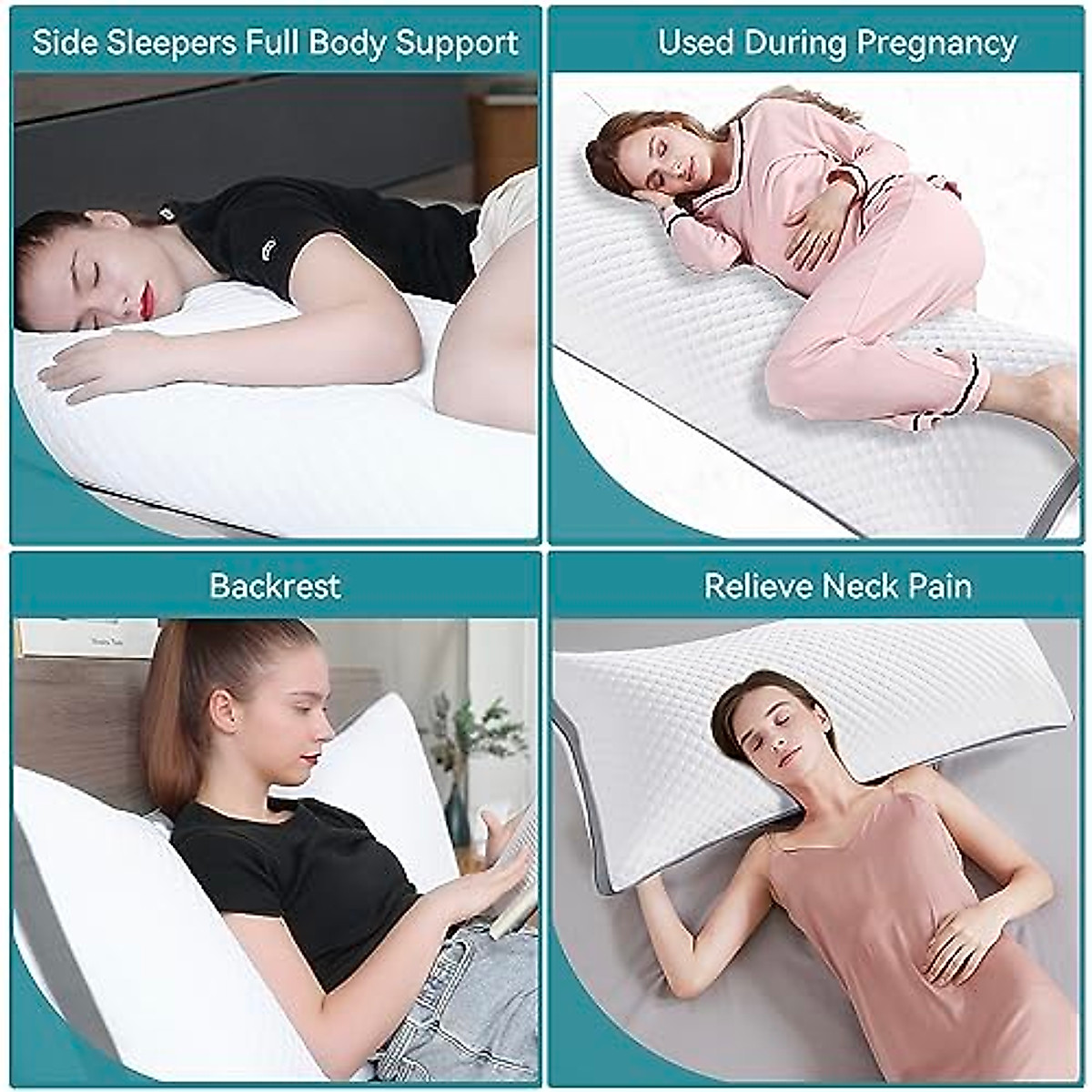 Oubonun 20x54 Full White Body Pillow for Adults, Big Long Bed Pillow for Sleeping, Premium Firm Body Support Pillows for Side Sleepers