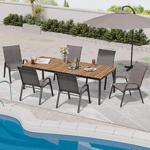 Redpick Patio Chairs Set of 6, Outdoor Dining Chairs Stackable for All Weather, Breathable Metal Modern Outside Furniture Chair for Pool Side, Garden, Backyard Deck, Dark Grey