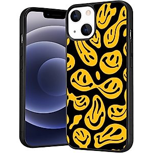 Myrauv for iPhone XR Lovely Case Yellow Trippy Cute Face Print Shockproof Protective Cases Soft TPU Hard Back Anti-Scratch Cover for iPhone XR