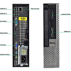 Dell Optiplex Ultra Small USFF Desktop Computer PC (Intel Core i5, 4 GB Ram, 128 GB SSD, WiFi, DVD-RW) 17in Dell Monitor Windows 10 (Renewed)