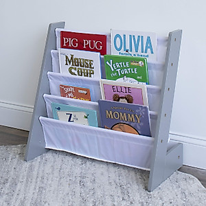 Humble Crew Kids Bookshelf 4 Tier Book Organizer, Inspire Collection, Grey/White