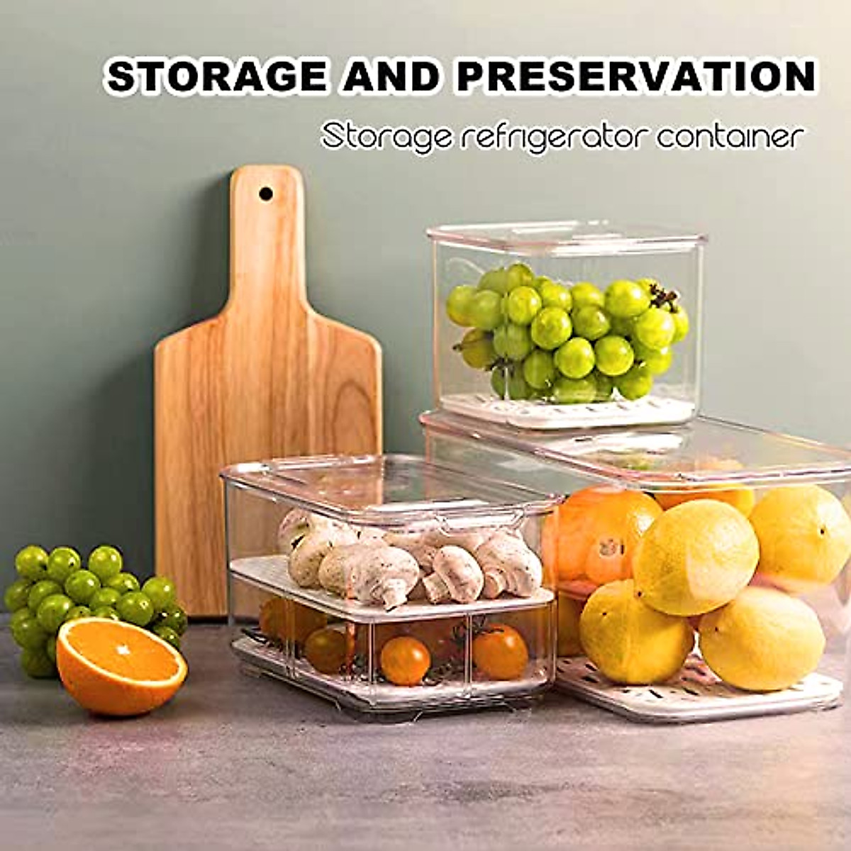 Finkoo 10 Pcs Fridge Organizer, Stackable Refrigerator Storage Bins with Lids, Kitchen Organization and storage BPA-Free Pantry Clear Storage Containers for Food, Drinks, Vegetable Fruits