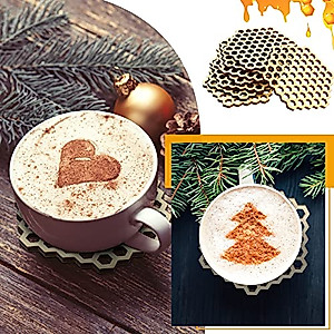 8 Pcs Honeycomb Wood Coaster Set Hollow Hex Honey Comb Wooden Coaster Hexagon Honeycomb Coasters Honeycomb Wooden Cup Cushion Mug Mats for Housewarming Gift Coffee DIY Bar Home Decor
