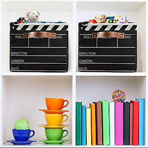 ALAZA Cinema Movie Clapboard Large Storage Basket for Organizing Foldable Storage Bin for Shelves Home with Handles 1 Pack
