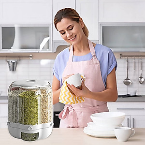 ZSQSM Rotating Rice Dispenser, Rice Dispenser 6 Grid, Rotatable Sealed Grain Food Storage Box, One-Click Rice Output, Rice and Grain Storage Container for Home Kitchen