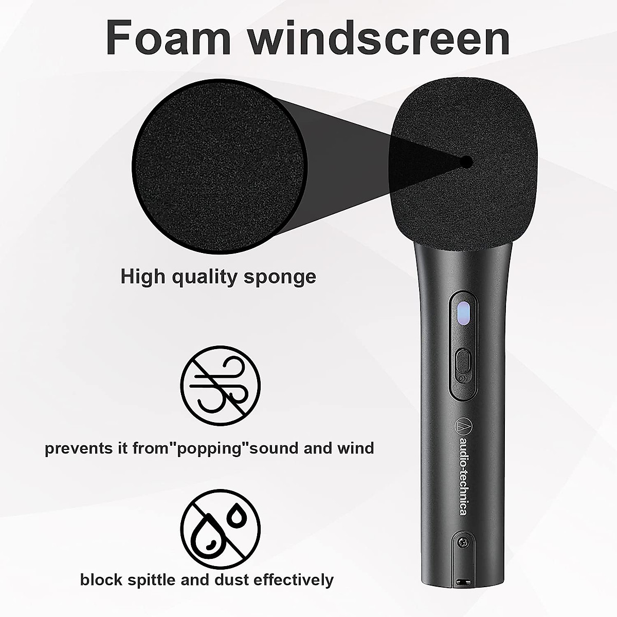 Mictop Q2U USB/XLR Microphone Shock Mount, Microphone Mic Holder with Foam Windscreen for Samson Q2U, ATR2100-USB Microphone, Anti-Vibration Shock Mount with Pop Filter for Reduce Vibration and Noise