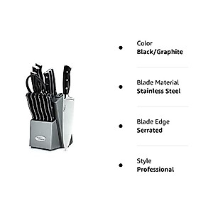 Marco Almond® Kitchen Knife Set with Block KYA31,14 Pieces Japanese Stainless Steel Cutlery Knives Block Set for Kitchen with Built-in Sharpener