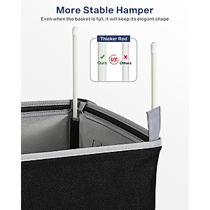 SOLEDI Laundry Basket with Wheels, Laundry Hamper with Lid 90L(23.8 gal), Clothes Hamper with Bag Removable - Rolling Laundry Basket, Move Smoothly- Suitable for Apartment, Bathroom, Bedroom, Dorm