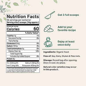 Organic Non-Fortified Nutritional Yeast Flakes, 2 Pounds | Rich in Vegan Protein, B Vitamins & Beta-glucans | Keto Friendly, Dairy Free Cheese Substitute, Non-GMO, Gluten Free