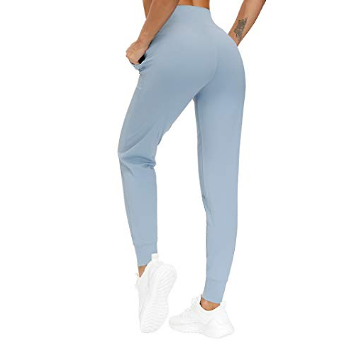 THE GYM PEOPLE Women's Joggers Pants Lightweight Athletic Leggings Tapered Lounge Pants for Workout, Yoga, Running (Medium, Denim Blue)