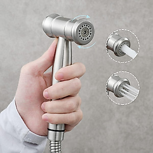 Tecmolog Stainless Steel Handheld Bidet Sprayer 2 Functions Cloth Diaper Sprayer for Toilet, Brushed Nickel, WS035