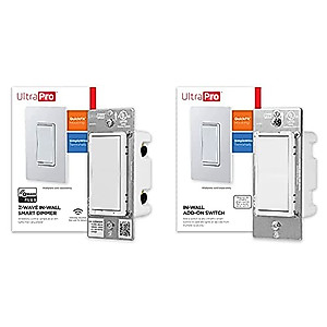 UltraPro Z-Wave in-Wall Rocker Smart Dimmer + UltraPro Z-Wave in-Wall Rocker Add-On Switch